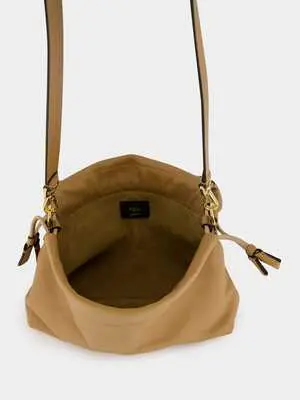 Fendi Mamma Baguette Medium Bag In Nappa Leather - Beige