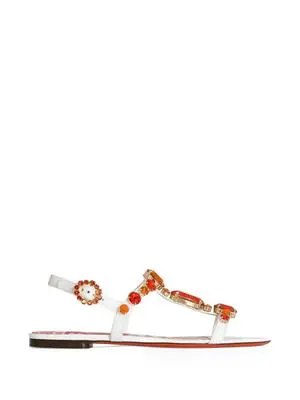 Dolce & Gabbana Embellished Flip Flops - White