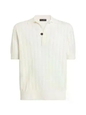 Dolce & Gabbana Polo Shirt In Perforated Cotton