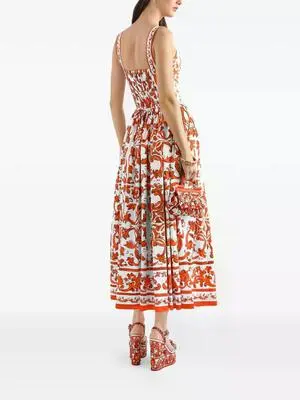 Dolce & Gabbana Majolica Print Poplin Dress