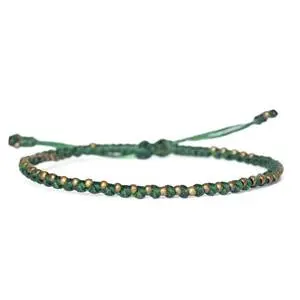 HARBOUR UK BRACELETS Rope And Bronze Bead Bracelet - Green
