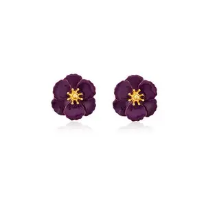 MILOU JEWELRY Blossom Flower Earrings - Purple