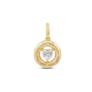 SHYMI Scattered Round Heart Charm With Cubic Zirconia In Rhodium-plated Sterling Silver - Gold