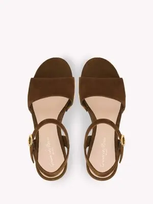 GIANVITO ROSSI Suede Platform Heeled Sandals With Metal Studs