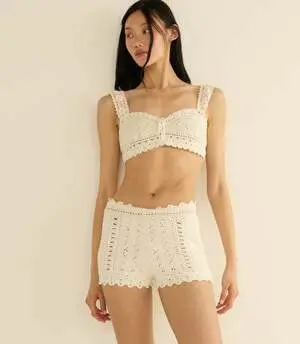 DÔEN Vista Hand-crocheted Pima Cotton Shorts
