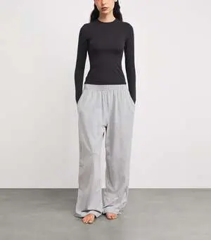 SKIMS Stretch-cotton Wide-leg Sweatpants - Grey
