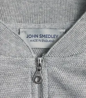 John Smedley Merino Wool Textured Zip-up Cardigan - Grey