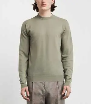 John Smedley Merino Wool Textured Crew Neck Sweater - Green