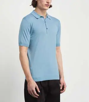 John Smedley Sea Island Cotton Adrian Polo Shirt - Blue