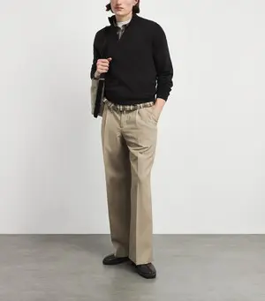 John Smedley Merino Wool Quarter-zip Sweater - Brown