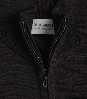 John Smedley Merino Wool Quarter-zip Sweater - Brown