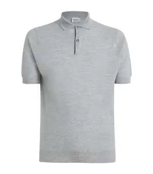 John Smedley Merino Wool Textured Polo Shirt - Grey
