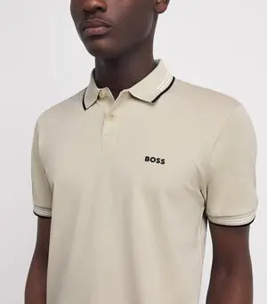 BOSS Stretch-cotton Logo Polo Shirt - Beige