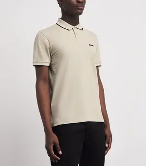 BOSS Stretch-cotton Logo Polo Shirt - Beige