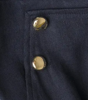 Maje Linen-blend Wide-leg Trousers With Decorative Buttons - Blue