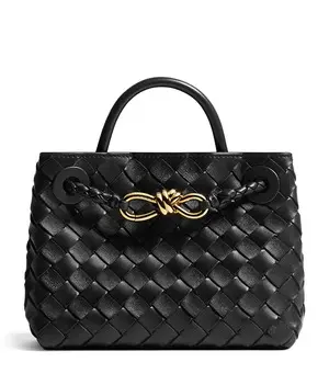 Bottega Veneta Mini Leather Andiamo Top-handle Bag With Intrecciato Weave