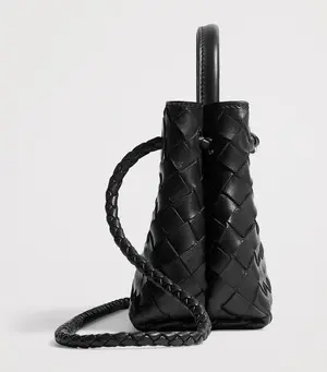 Bottega Veneta Mini Leather Andiamo Top-handle Bag With Intrecciato Weave