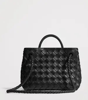 Bottega Veneta Mini Leather Andiamo Top-handle Bag With Intrecciato Weave