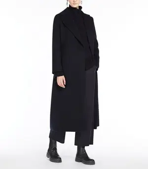 Max Mara Virgin Wool Poldo Wrap Coat - Navy