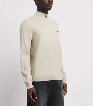 BOSS Ribbed Logo Quarter-zip Sweater