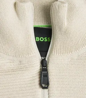 BOSS Ribbed Logo Quarter-zip Sweater