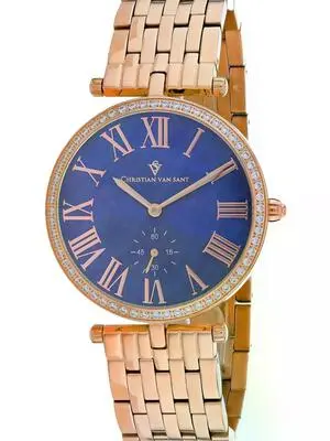CHRISTIAN VAN SANT 36mm Hush Watch With Crystal Embellished Bezel - Blue
