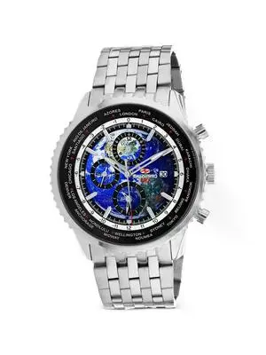 SEAPRO Meridian World Timer Gmt 47mm Stainless Steel Watch - Blue