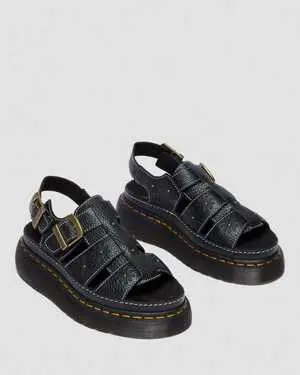 Dr. Martens Wrenlie Open Toe Nappa Leather Fisherman Platform Sandals - Black