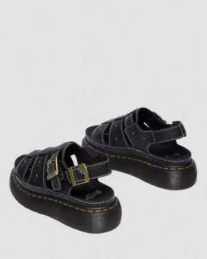 Dr. Martens Wrenlie Open Toe Nappa Leather Fisherman Platform Sandals - Black