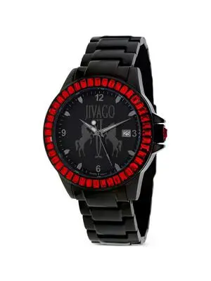 JIVAGO Folie 42mm Watch With Crystal Embellishment - Black