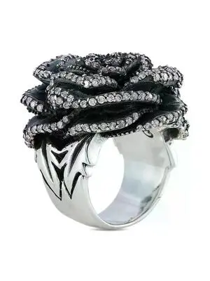 KING BABY STUDIO Sterling Crystal Embellished Flower Ring - Silver