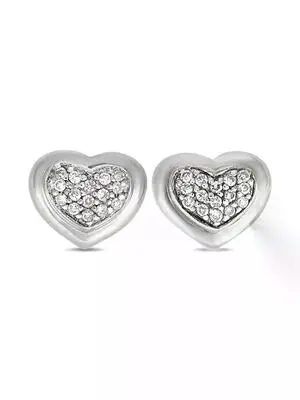 SCOTT KAY Crystal Embellished Heart Earrings - Silver