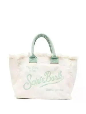MC2 SAINT BARTH Embroidered Canvas Beach Bag - Neutrals