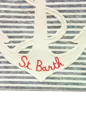 MC2 SAINT BARTH Navy Stripe Frayed Beach Bag