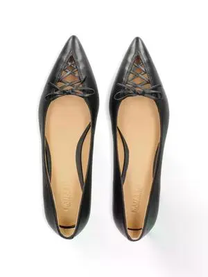 Ralph Lauren Lace-up Pointed-toe Ballet Flats - Black