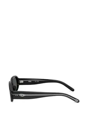 DIESEL® Rectangular Frame Sunglasses With Contrasting Metal Components - Black