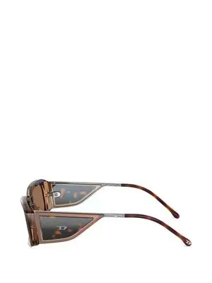 DIESEL® Tortoiseshell-effect Rectangle Frame Sunglasses - Brown