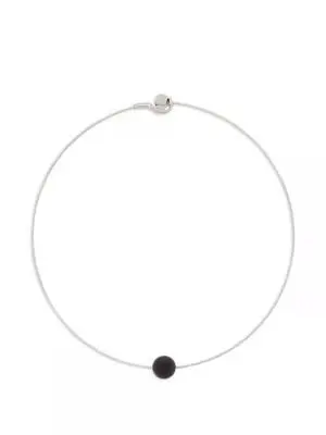 LEMAIRE Onyx Pendant Choker Necklace - Silver
