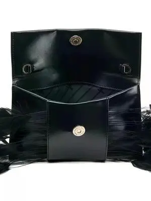 Patrizia Pepe Feather-trim Clutch Bag - Black
