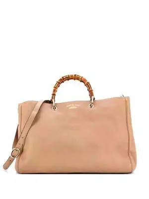 Gucci Bamboo Shopper Leather Large Tote Bag - Neutrals