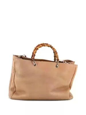 Gucci Bamboo Shopper Leather Large Tote Bag - Neutrals