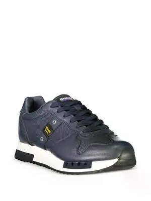 BLAUER. Perforated Leather Lace-up Sneakers - Blue
