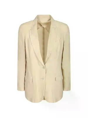 120% Lino Single-breasted Blazer With Notched Lapels