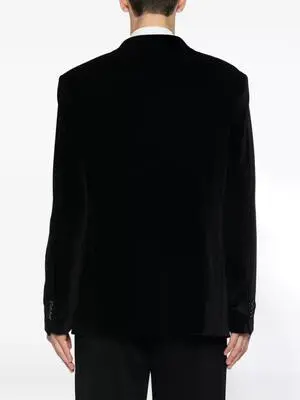 Tagliatore Velvet-effect Peak-lapel Jacket - Black