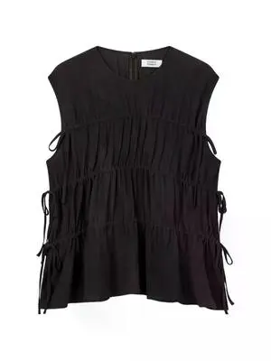 STUDIO TOMBOY Shirred Sleeveless Blouse - Brown