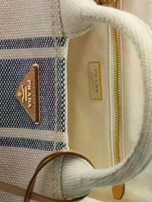 Prada Small Jardinière Cotton Canvas Bag - Neutrals