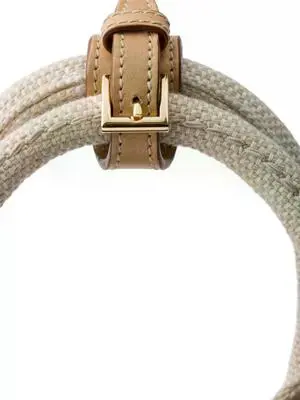 Prada Jardinière Small Cotton Canvas Bag With Striped Motif - Neutrals