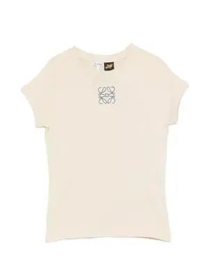 Loewe Anagram Embroidered Cotton Jersey T-shirt - Neutrals