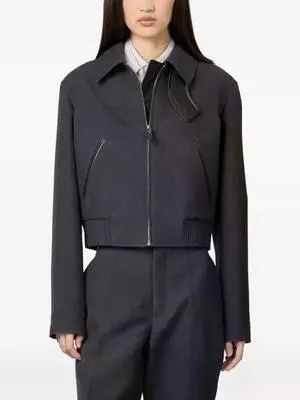 TOD'S Cropped Leather Bomber Jacket