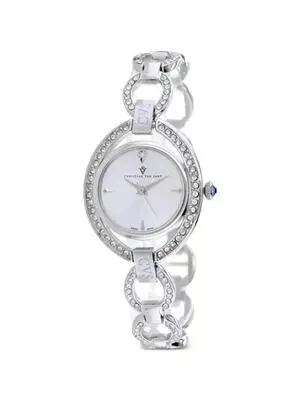 CHRISTIAN VAN SANT Stella 28mm Watch With Crystal Embellished Bezel - White